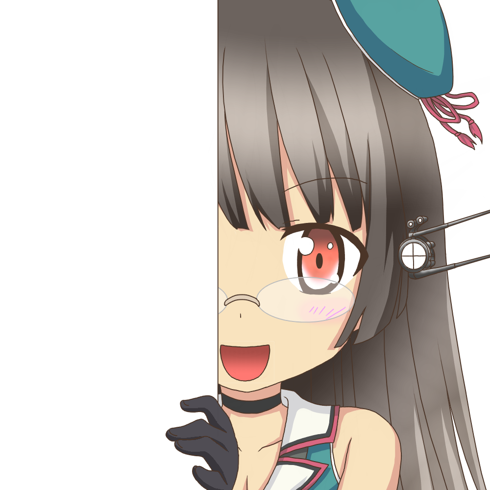 Safebooru - >:d 1girl :d black gloves breasts brown hair choker choukai (kantai collection ...