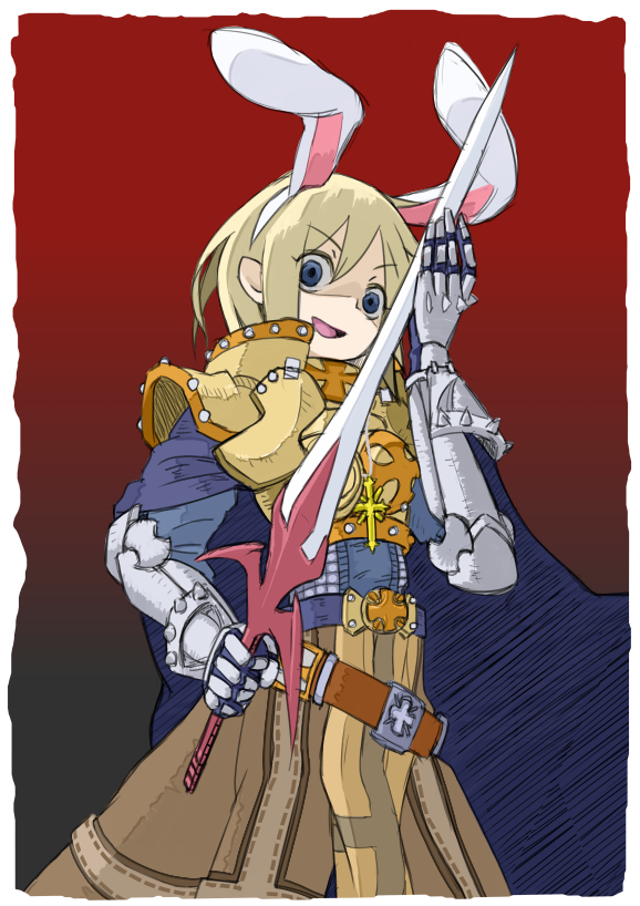 Safebooru - 1girl animal ears armor belt blonde hair blue eyes cape ...