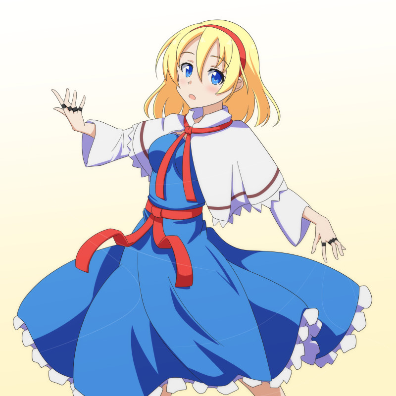 Safebooru - 1girl :o alice margatroid blonde hair blue eyes blush bolo tie breasts capelet cato ...