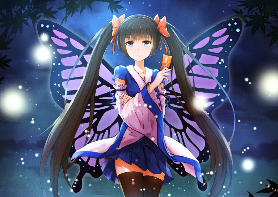 Safebooru - 1girl black hair blue eyes butterfly wings byakuya reki ...