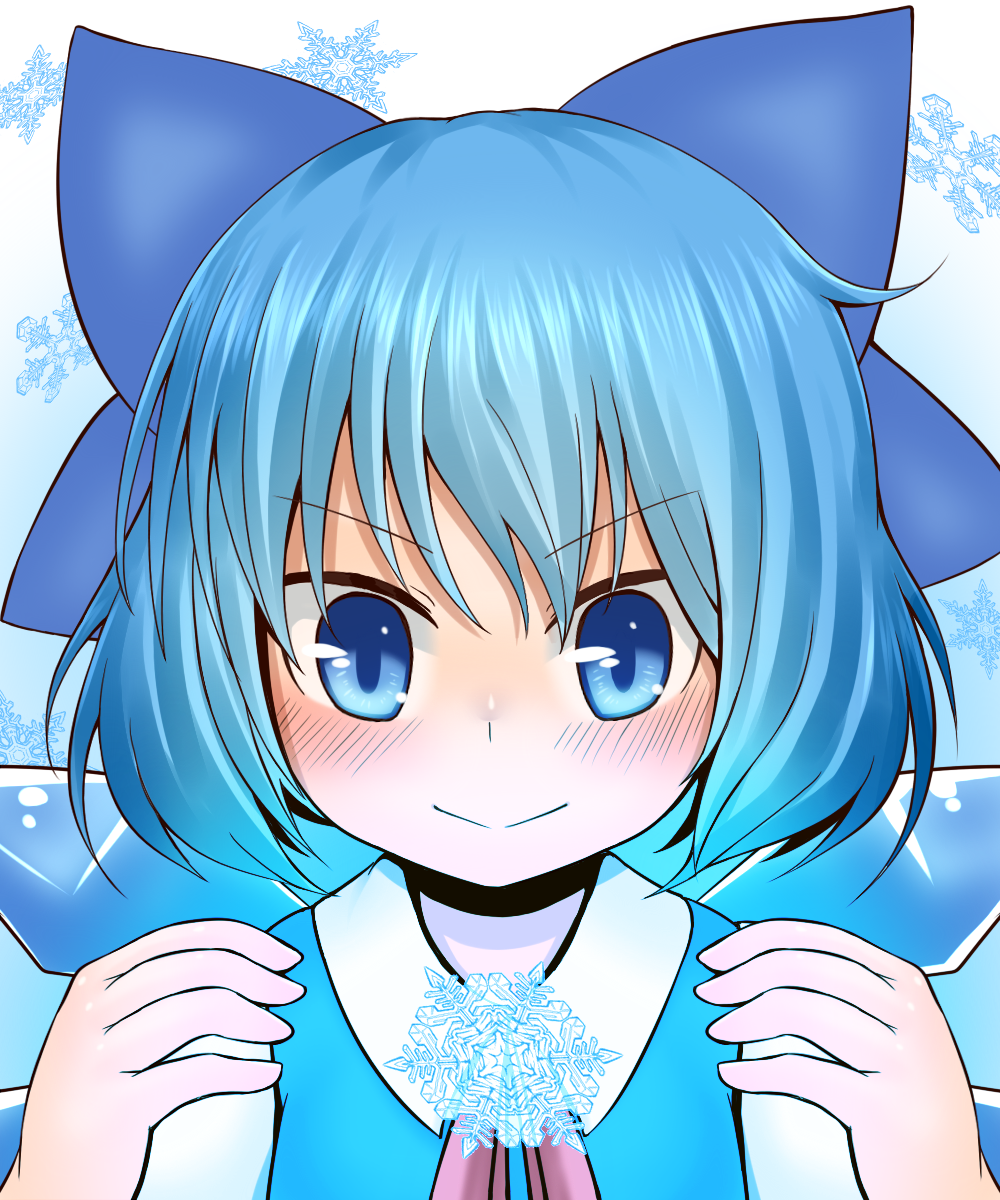 Safebooru - 1girl blue eyes blue hair blush bow cirno hair bow highres ice ice wings rantanatan ...