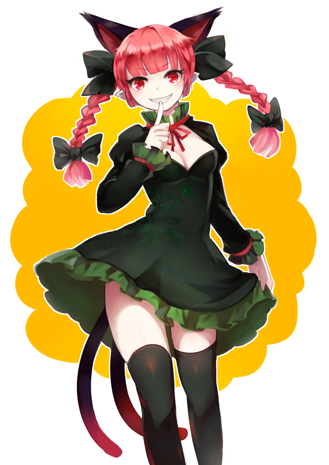 Safebooru - 1girl adapted costume alternate costume animal ears black legwear bow braid cat ears ...