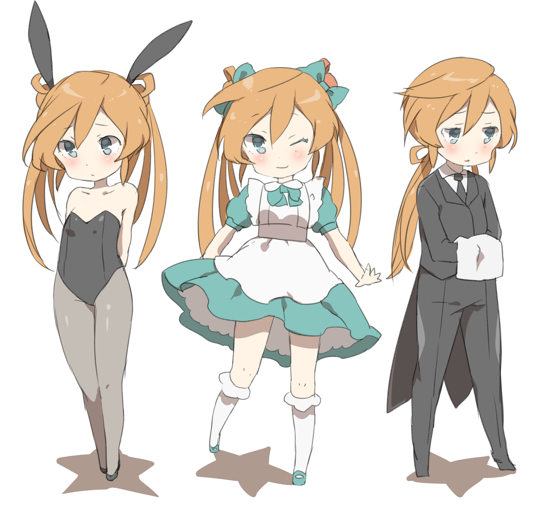 Safebooru - 3girls abukuma (kantai collection) alternate costume alternate hairstyle animal ears ...