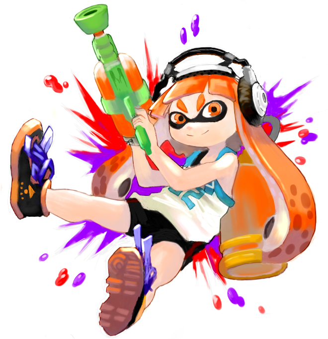 Safebooru - 1girl bike shorts headphones inkling kineshin nintendo ...