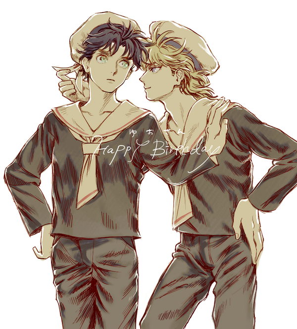 Safebooru - 2boys adachi (ioioi) blonde hair blue hair child dio brando ...