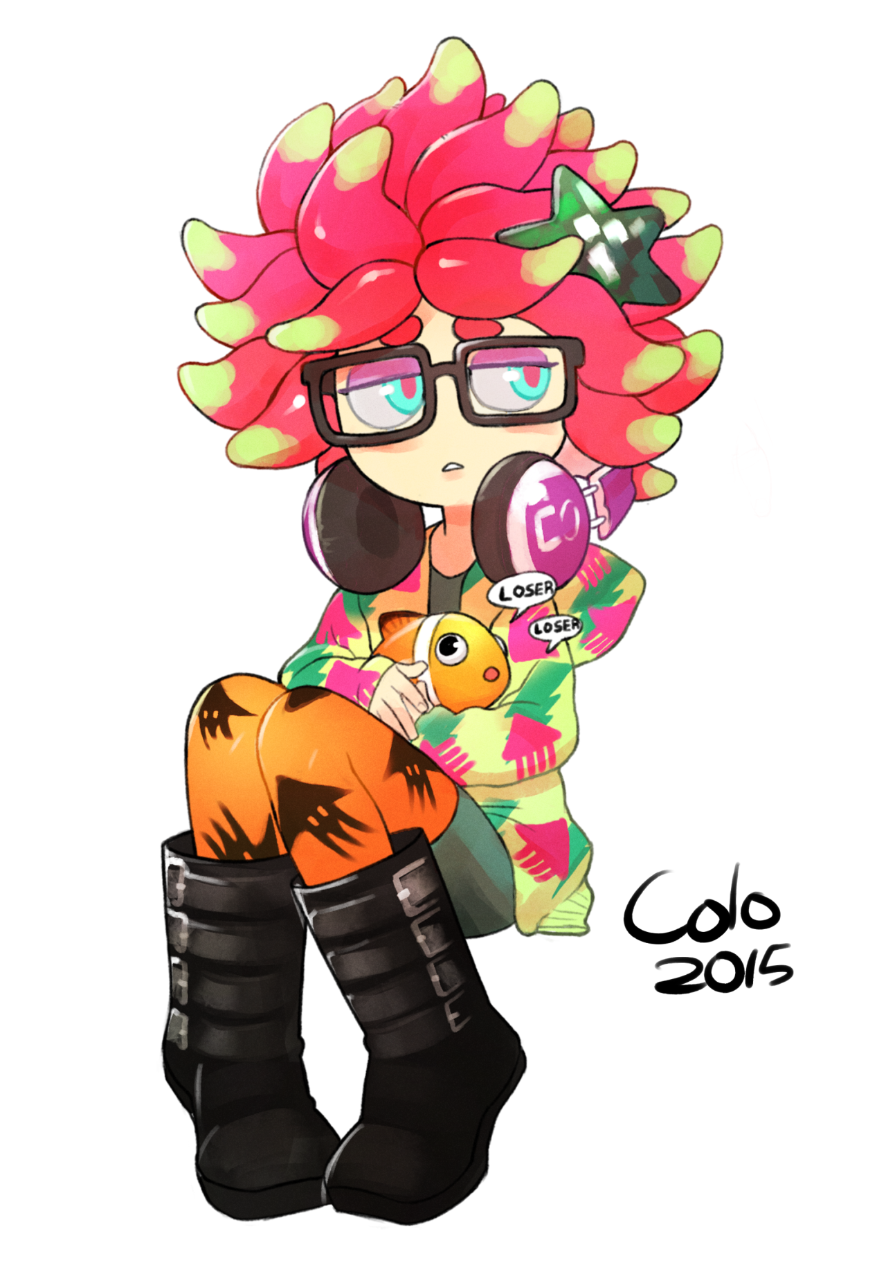 Safebooru - 1girl anemo (splatoon) blue eyes boots clownfish colo ...