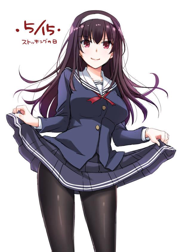 Safebooru - 1girl black hair hairband kasumigaoka utaha long hair nakajima yuka pantyhose red ...