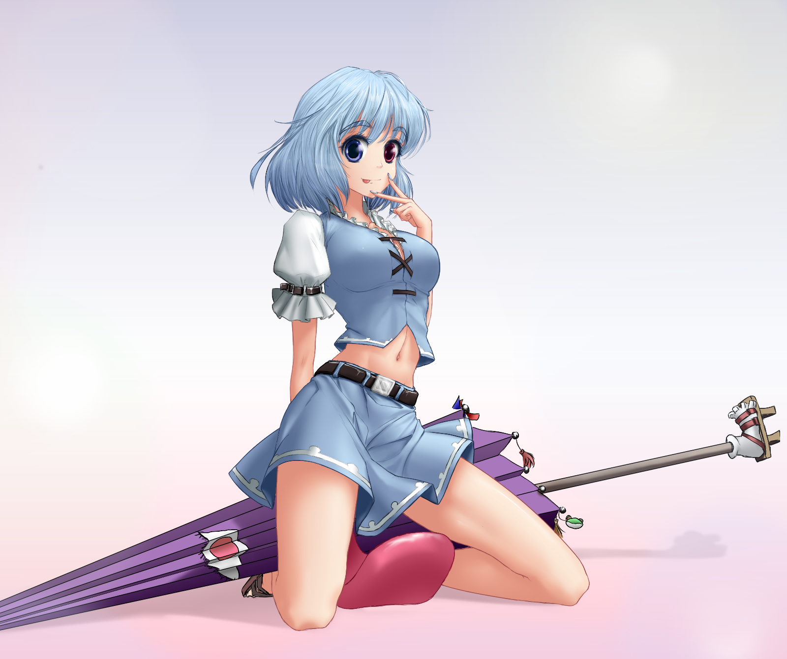 Safebooru - 1girl adapted costume alternate costume belt blue eyes blue hair crop top full body ...