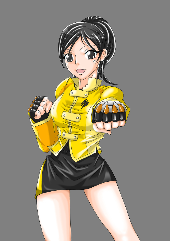 Safebooru - 1girl black hair female geki yellow gloves juuken sentai ...
