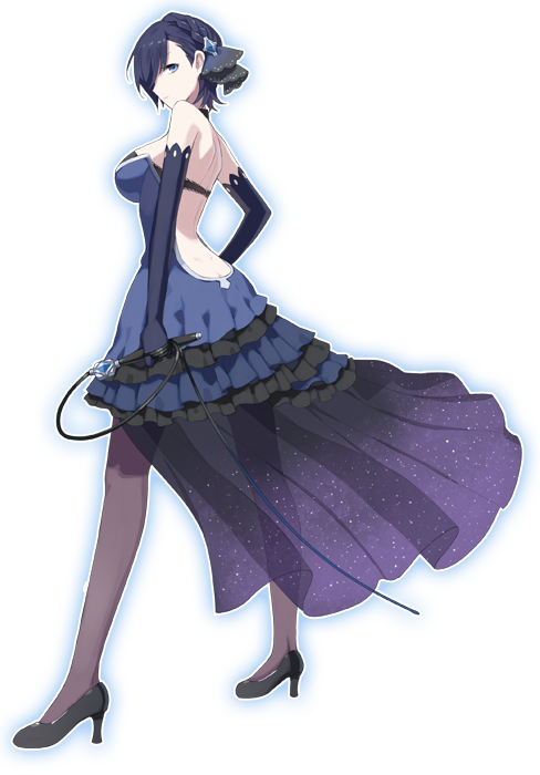 Safebooru - 1girl artist request black gloves black hair black shoes blue eyes braid dress elbow ...