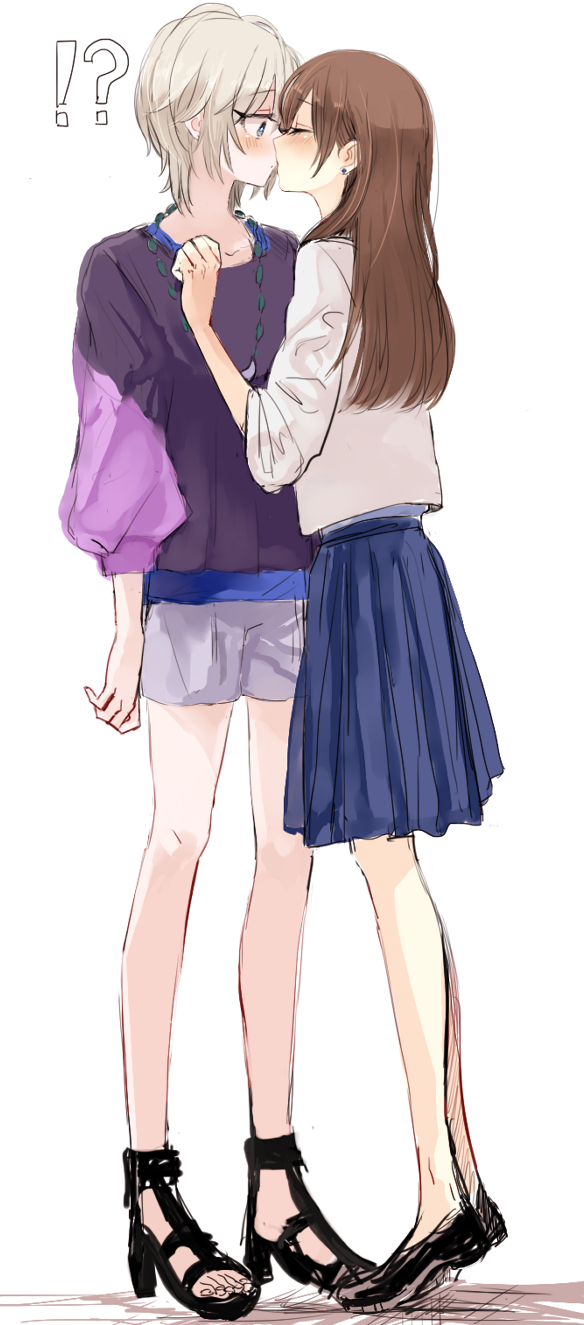 Safebooru - !? 2girls anastasia (idolmaster) artist request blue eyes ...