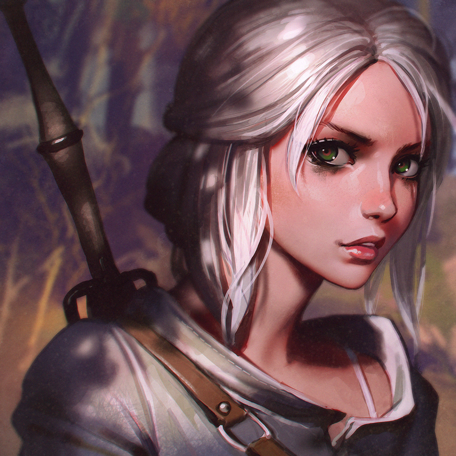 Safebooru - 1girl ciri face green eyes half updo ilya kuvshinov lips ...