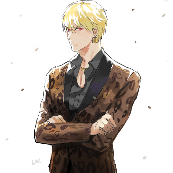 Safebooru - 1boy blonde hair crossed arms earrings fate/extra fate ...