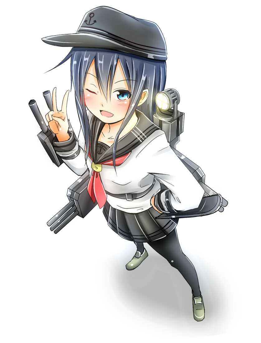Safebooru - 1girl ;) ;d akatsuki (kantai collection) anchor symbol baretto (karasi07) black hair ...