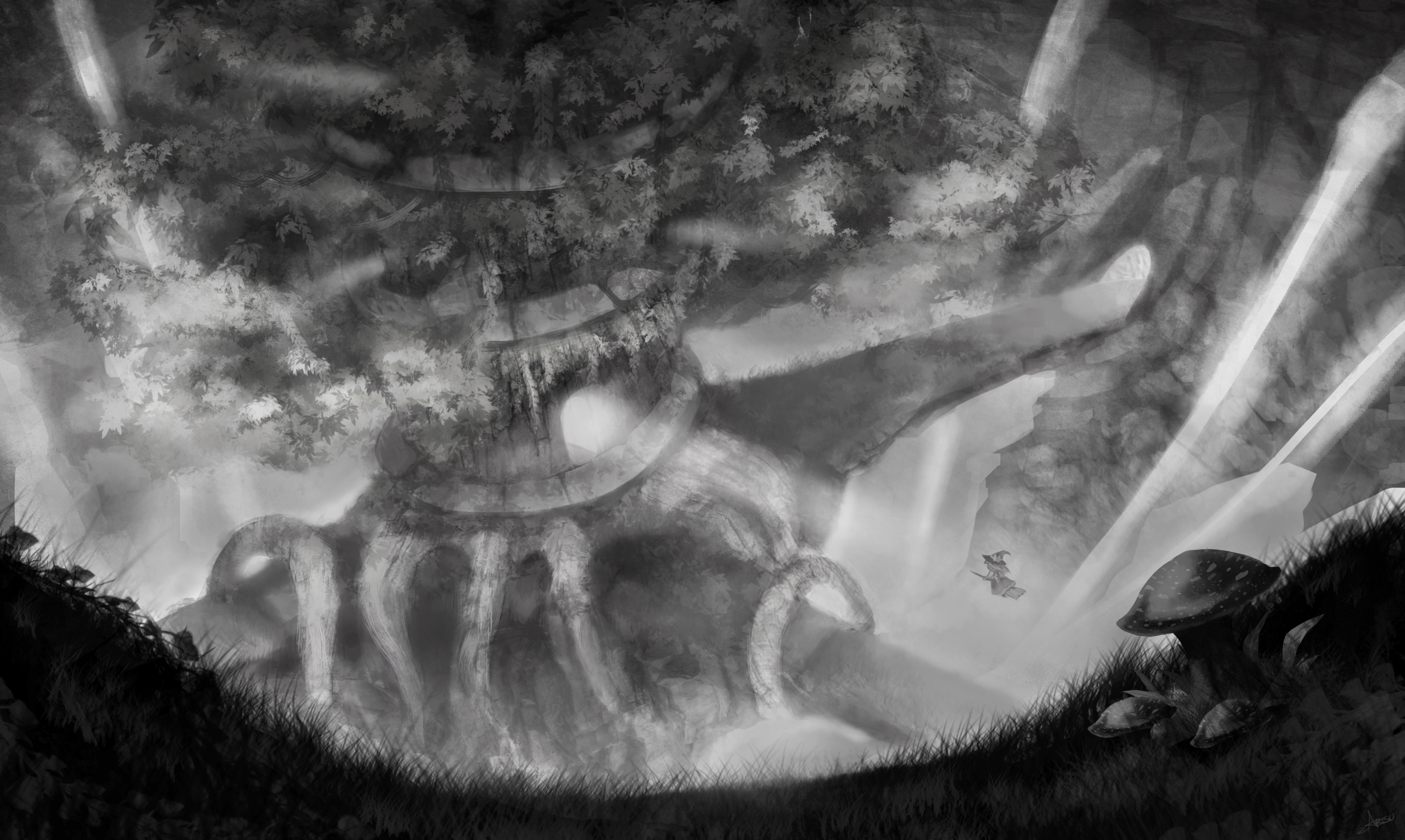 Safebooru - 1girl bow broom broom riding fantasy flying from behind ...