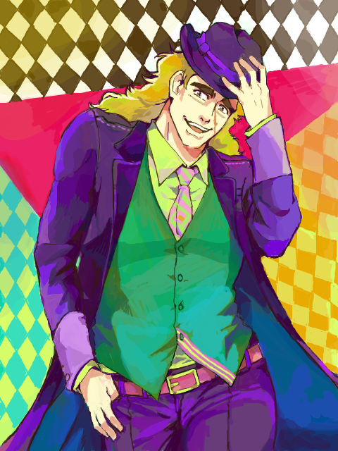 Safebooru - 1boy blonde hair hand on headwear hat jojo no kimyou na ...