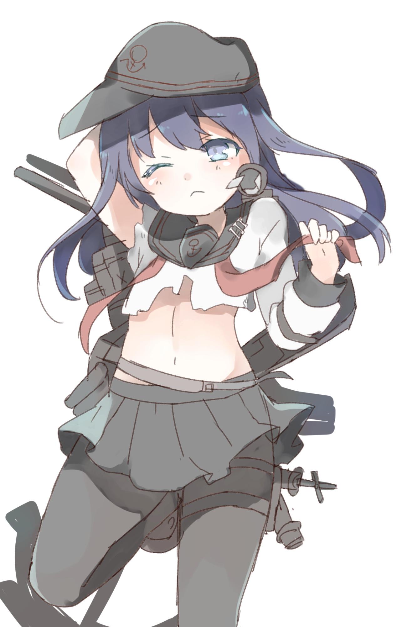 Safebooru - 1girl akatsuki (kantai collection) anchor symbol black hair black legwear black ...