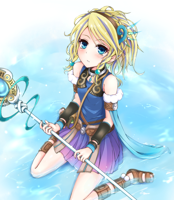 Safebooru - 1girl blonde hair blue eyes blue hair braid duel monster ...