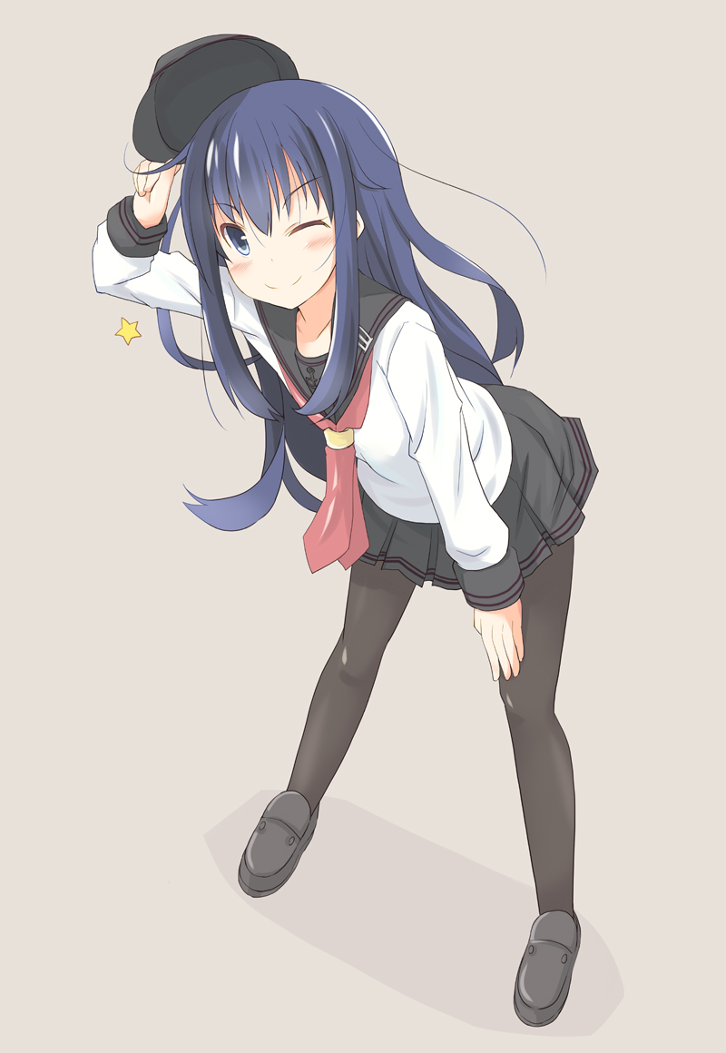 Safebooru - 1girl akatsuki (kantai collection) anchor symbol badge black hair black legwear ...