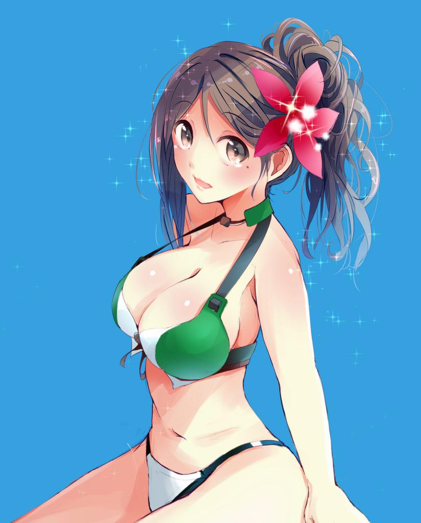 Safebooru - 1girl adapted costume amagi (kantai collection) bikini breasts brown eyes brown hair ...