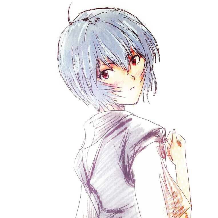 Safebooru - 1girl ayanami rei blue hair kyuu looking at viewer looking back neon genesis ...