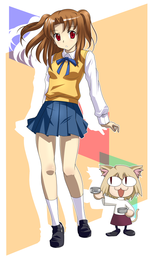 Safebooru - :3 animal ears blonde hair brown eyes brown hair cat ears ...