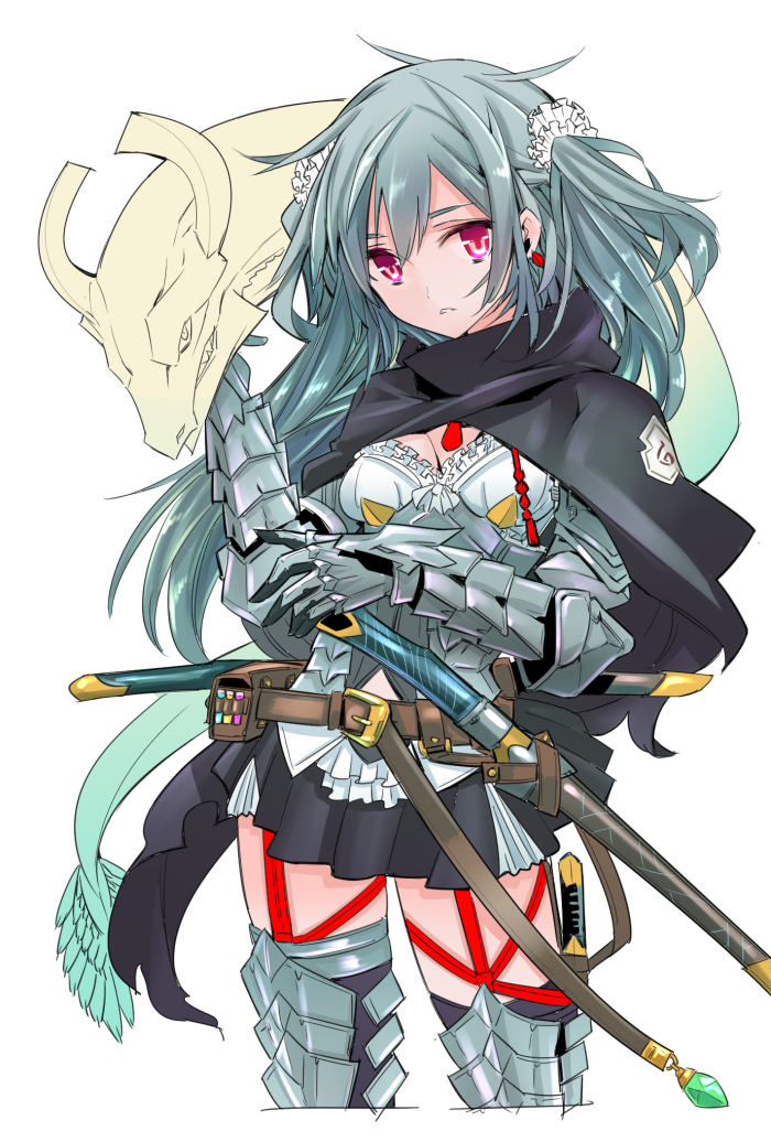 Safebooru 1girl Armor Belt Pouch Cape Earrings Garter Straps 5427