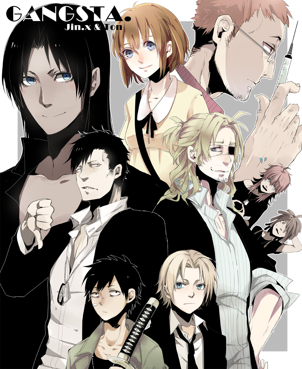 Safebooru - alex benedetto black hair blonde hair blue eyes brown hair ...
