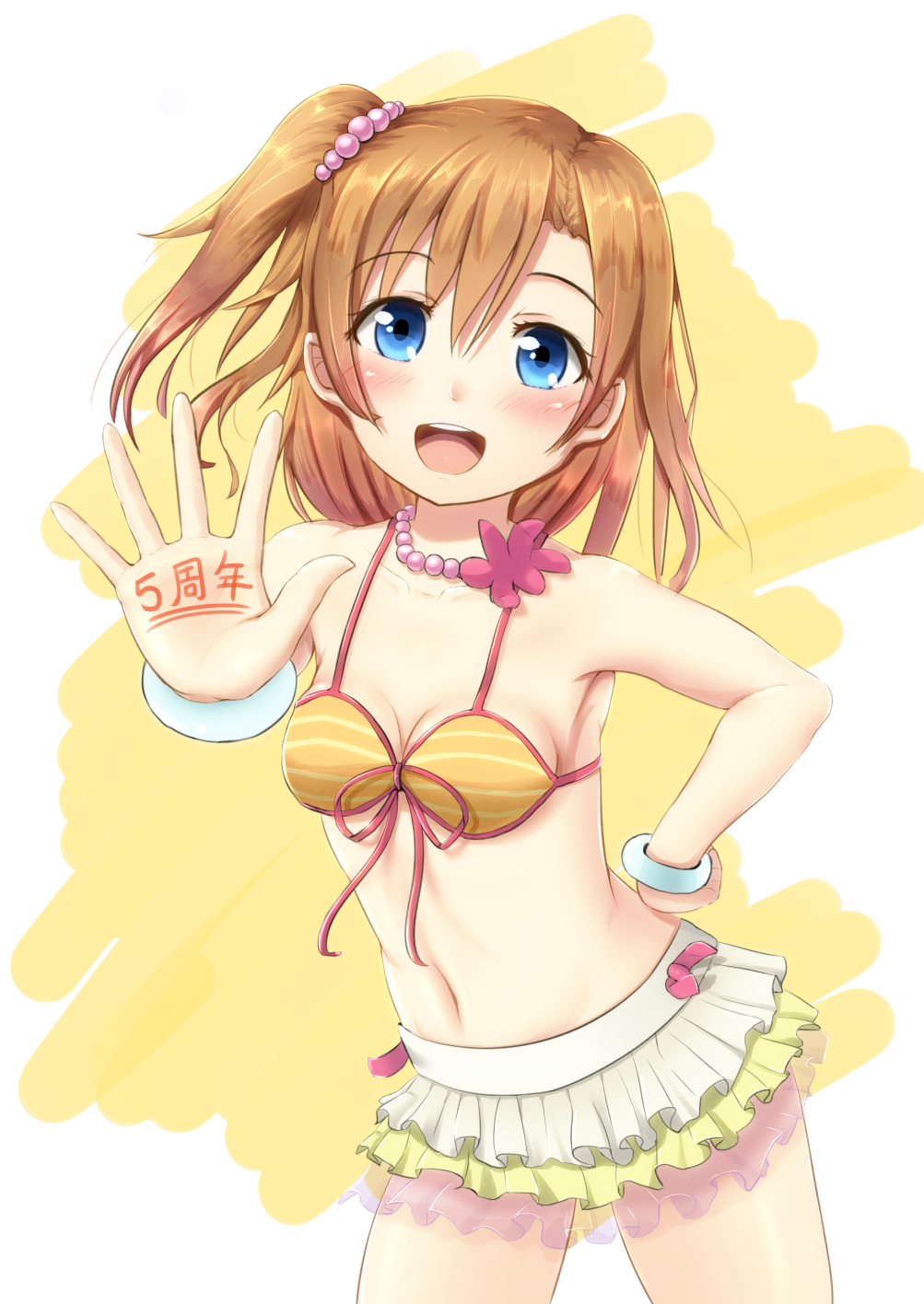 Safebooru - 1girl bikini blue eyes brown hair highres hippo (hirople) kousaka honoka love live ...
