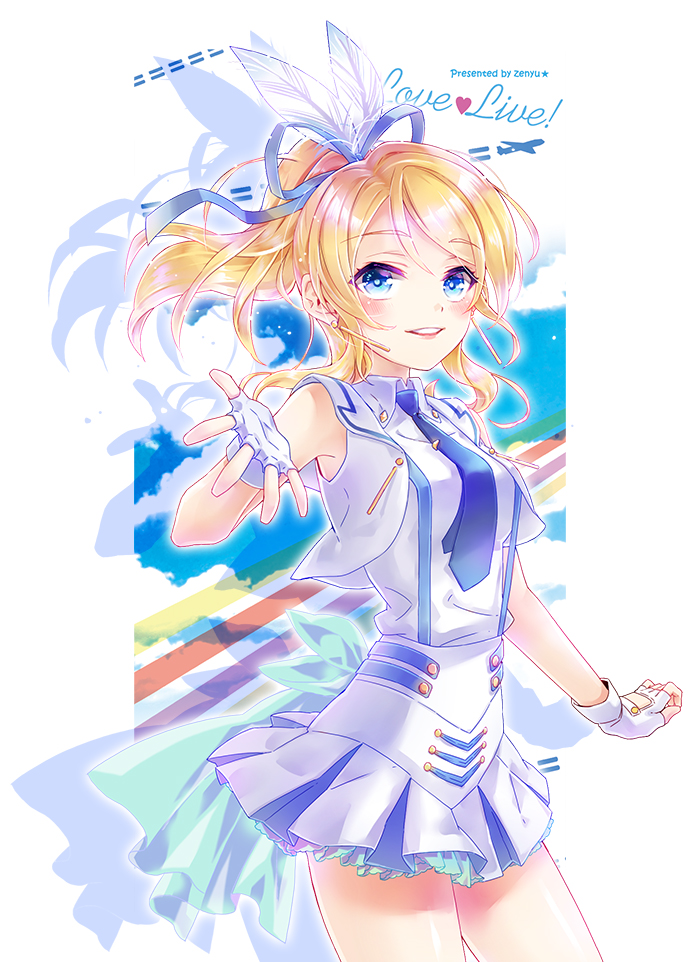 Safebooru Ayase Eli Blonde Hair Blue Eyes Blush Fingerless Gloves Gloves Hat Long Hair Love