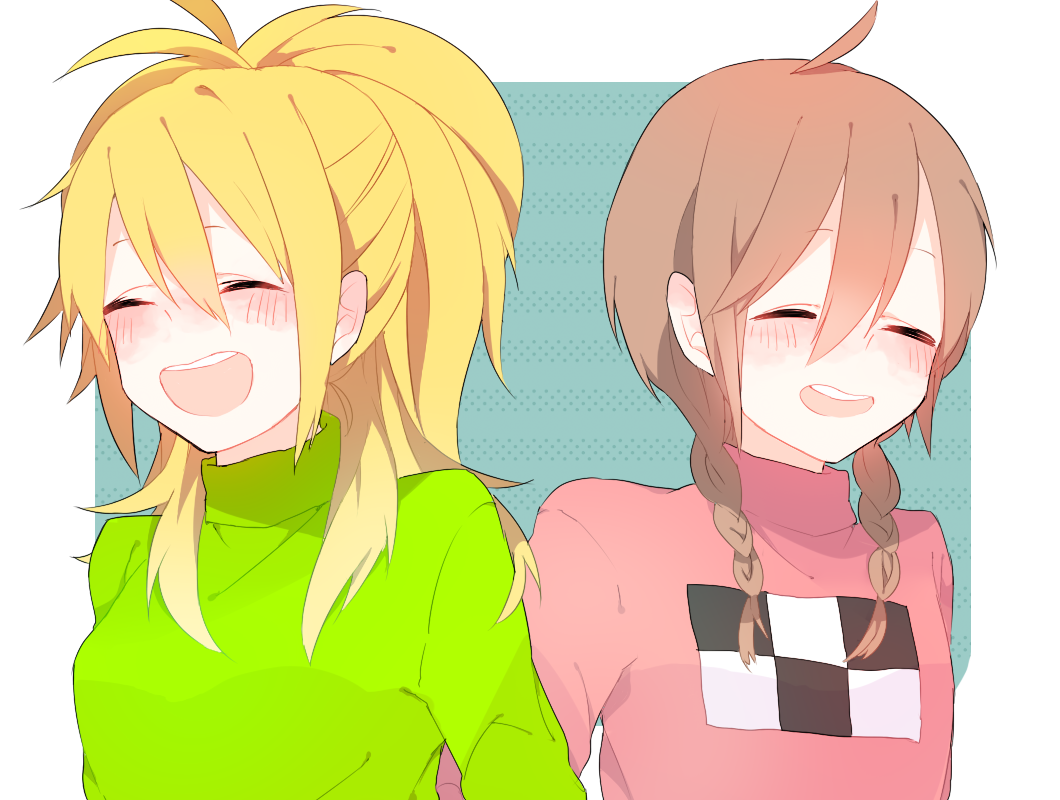 Safebooru - 4:3 aspect ratio ^ ^ ahoge blonde blush braid brown hair ...