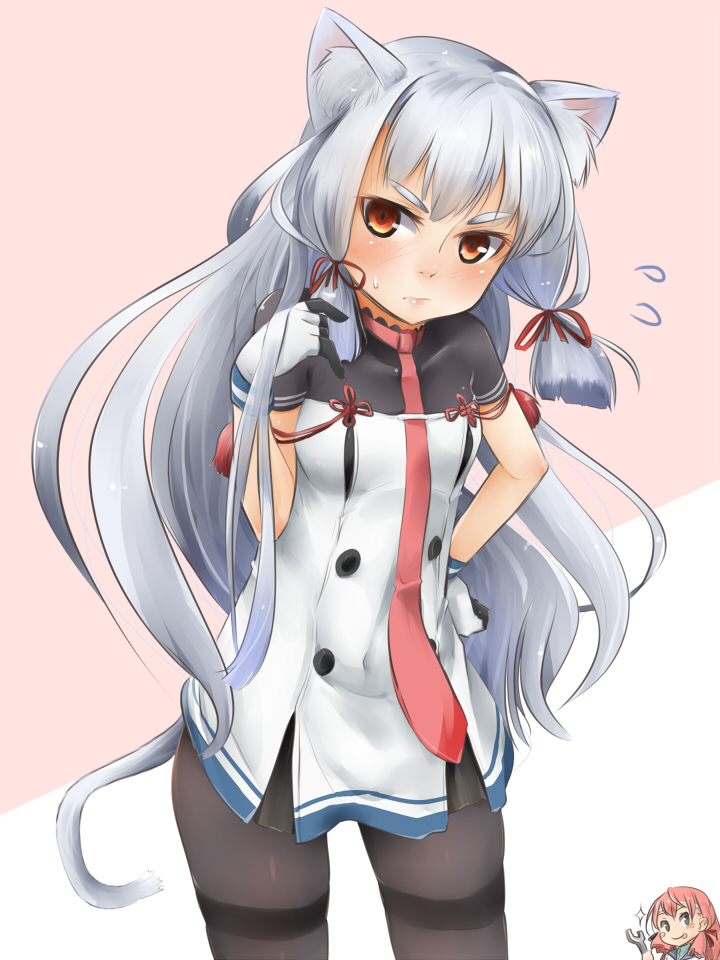 Safebooru - 2girls :p akashi (kantai collection) akino shuu animal ears ...