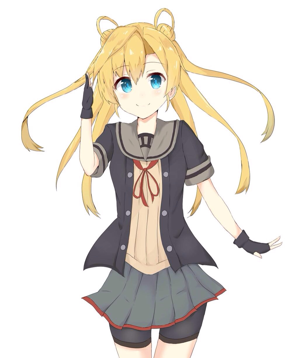 Safebooru - 1girl abukuma (kantai collection) bike shorts black gloves blonde hair blue eyes ...