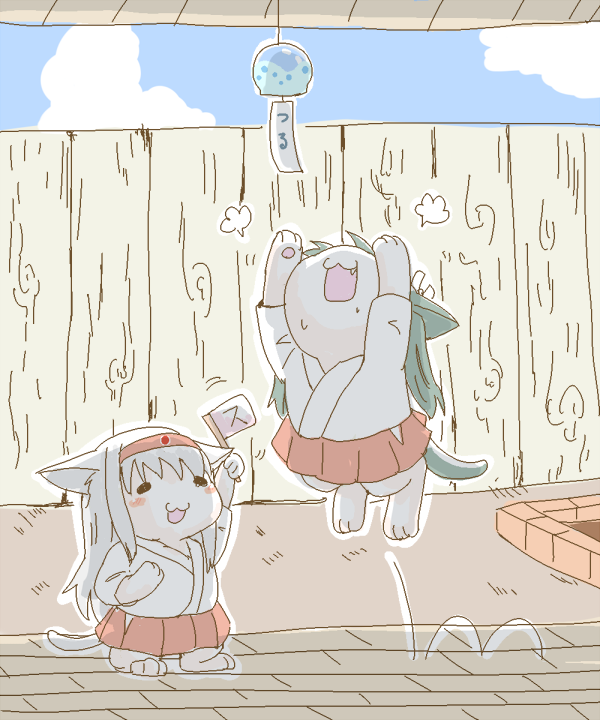 Safebooru - 2girls :3 animal ears cat ears cat tail commentary request ...