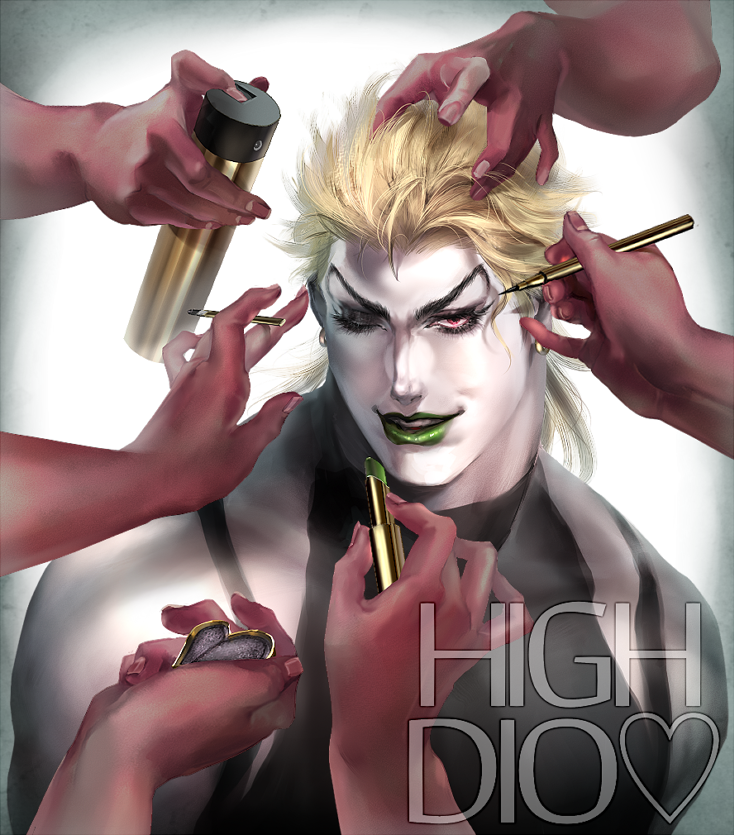 Safebooru - 1boy blonde hair dio brando fashion green lipstick jojo no ...