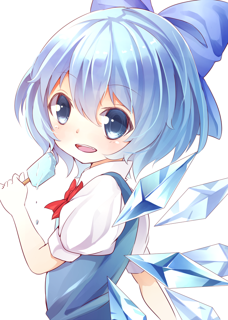 Safebooru - 1girl blue eyes blue hair blush bow cirno face fang hair ornament hair ribbon ice ...
