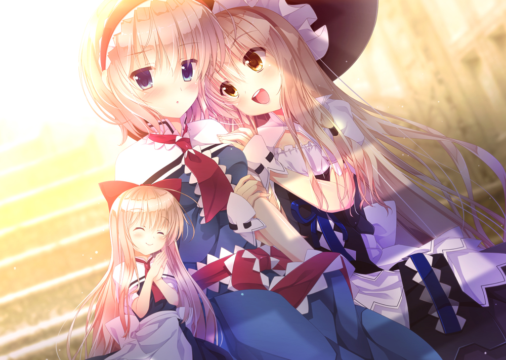 Safebooru - 3girls :d ^ ^ akane hazuki alice margatroid ascot blonde hair blue eyes blush bow ...