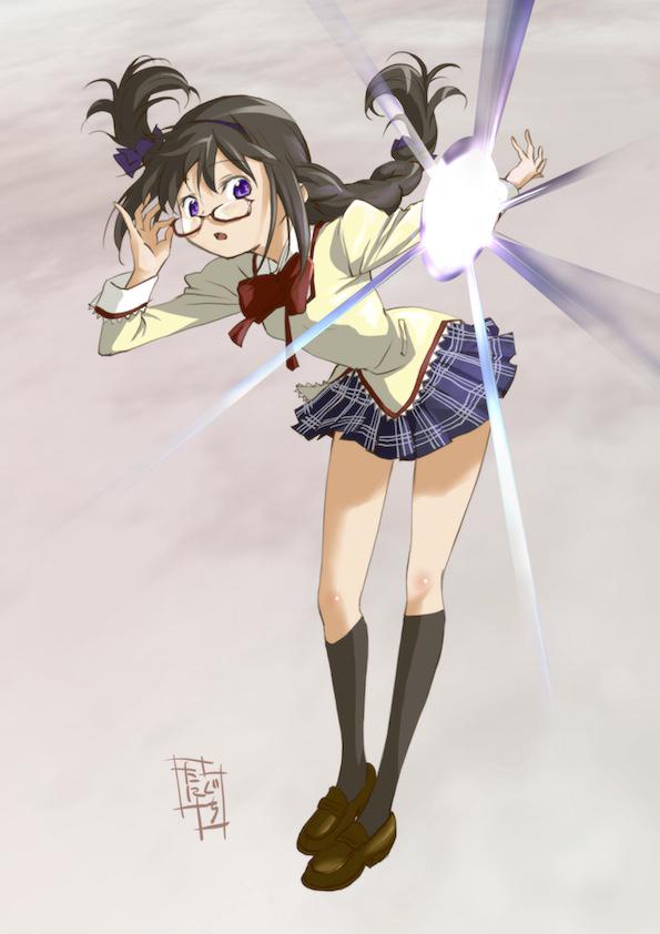 Safebooru - 1girl akemi homura black legwear braid glasses long hair mahou shoujo madoka magica ...