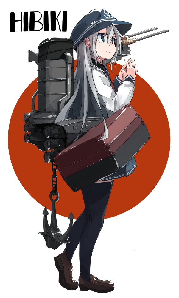 Safebooru - 1girl anchor anchor symbol black legwear blue eyes chain hibiki (kantai collection ...