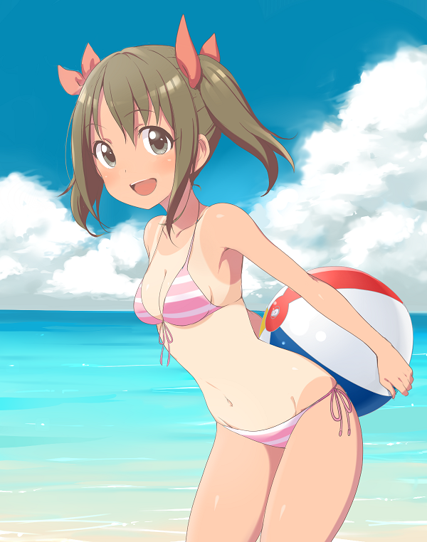 Safebooru - 1girl ball beach beachball bikini brown hair idolmaster idolmaster cinderella girls ...