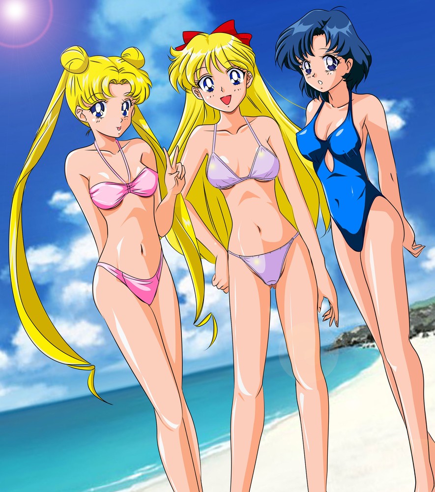 Safebooru - aino minako beach bikini bishoujo senshi sailor moon blonde hair blue hair mizuno ...