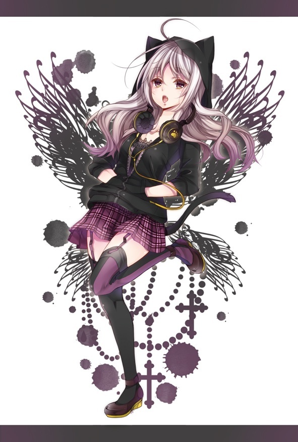 Safebooru Garter Straps Hands In Pockets Headphones Hoodie Open Mouth 0770