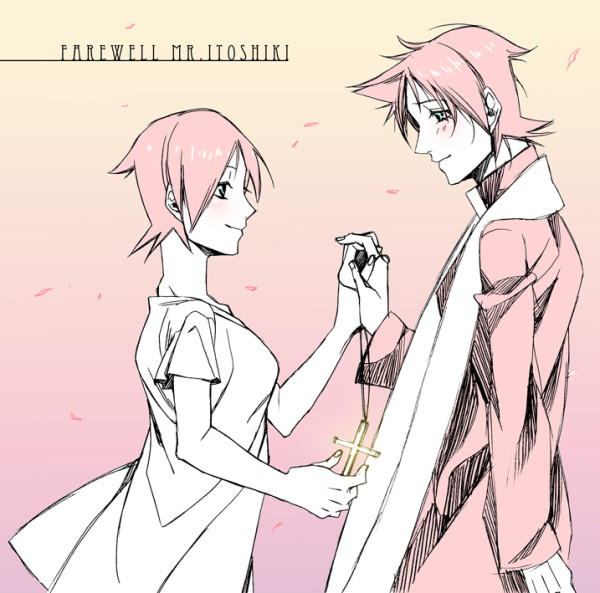 Safebooru - 1boy 1girl cross cross necklace dress furu (retr0e) fuura ...