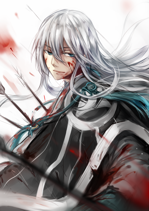Safebooru - 1boy blood blood on face kousetsu samonji long hair silver ...