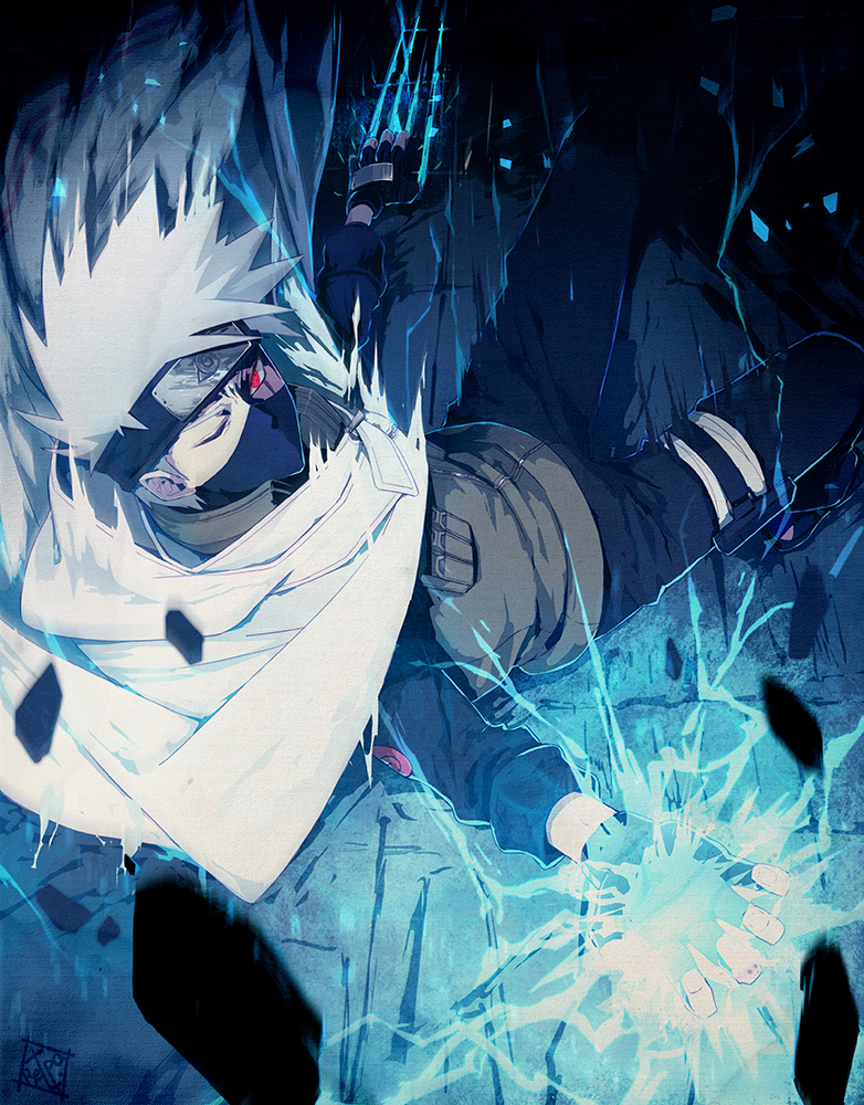 Safebooru - 1boy bandages falling hatake kakashi naruto one eye closed ...