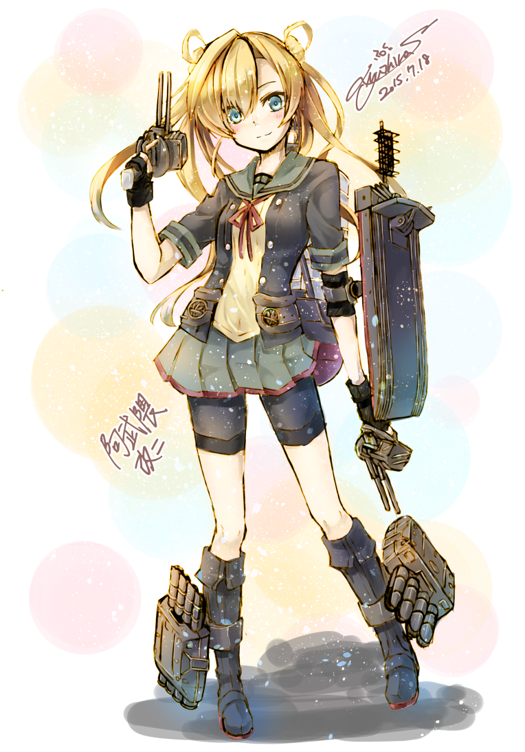 Safebooru - 1girl abukuma (kantai collection) bangs bike shorts black boots black gloves black ...