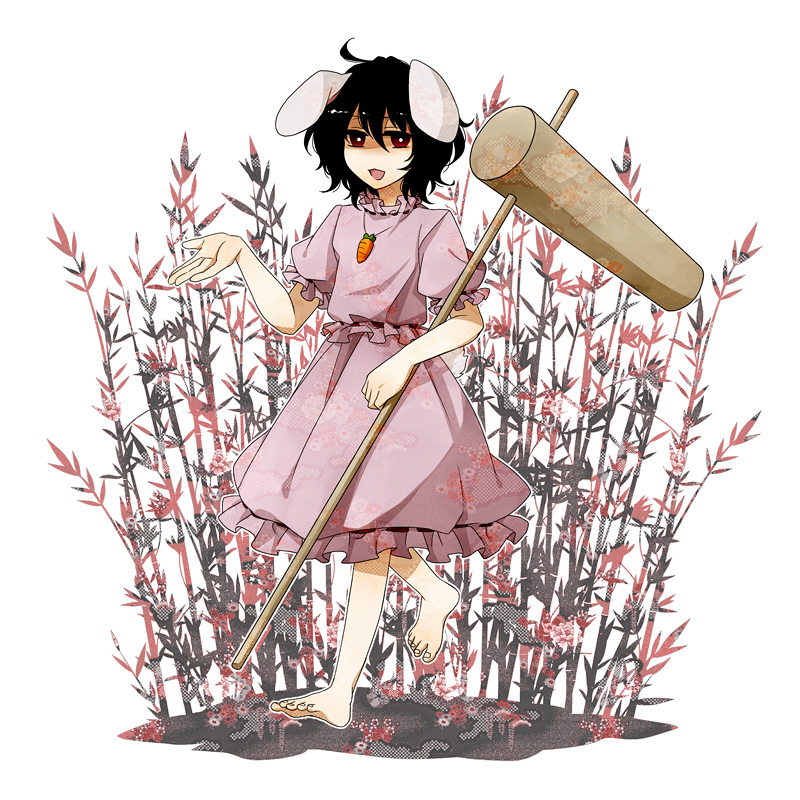 Safebooru - barefoot black hair bunny ears feet hammer inaba tewi ...