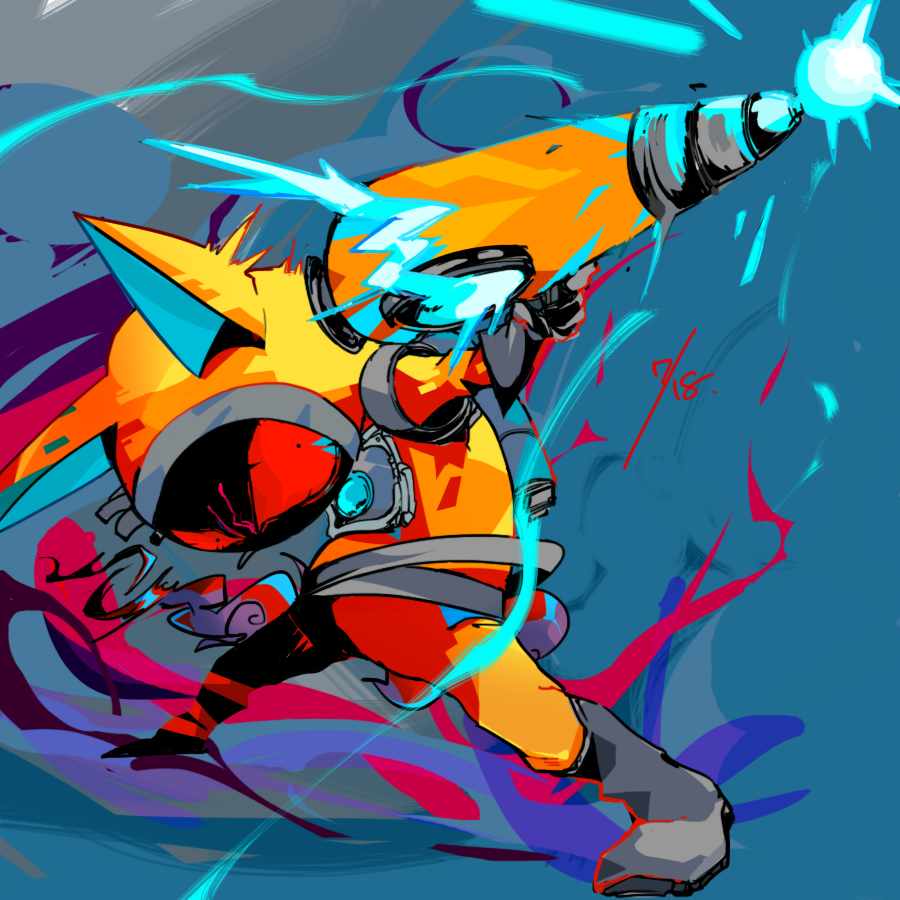Safebooru - animal ears blue background dated gun helmet no humans ...