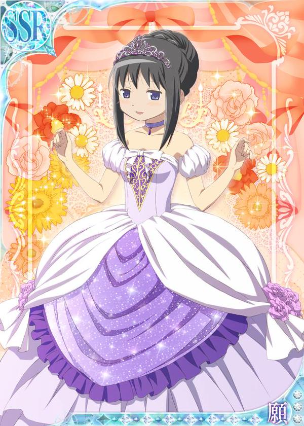 Safebooru - 1girl akemi homura alternate costume black hair blush card (medium) cinderella ...
