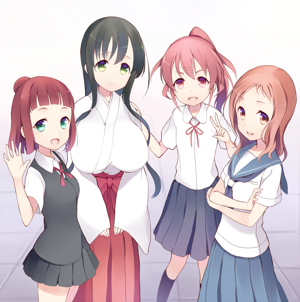 Safebooru - 4girls atago hiroe black legwear brown eyes brown hair ...